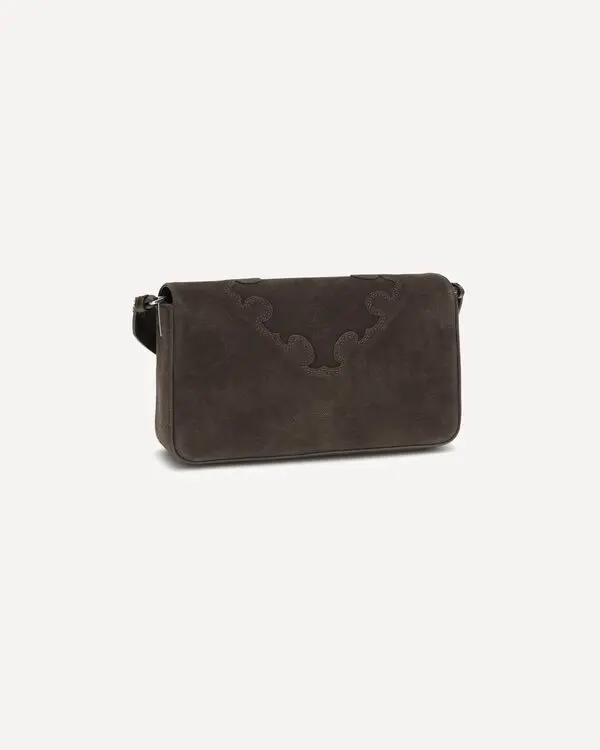 Pinko Love One Slouchy Media Shoulder Bag In Suede
