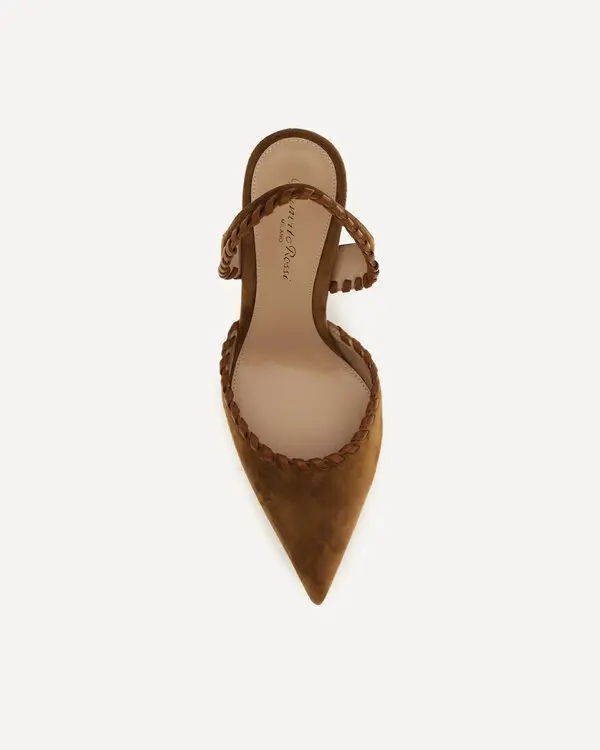 GIANVITO ROSSI Suede Slingback Pumps With Woven Detail