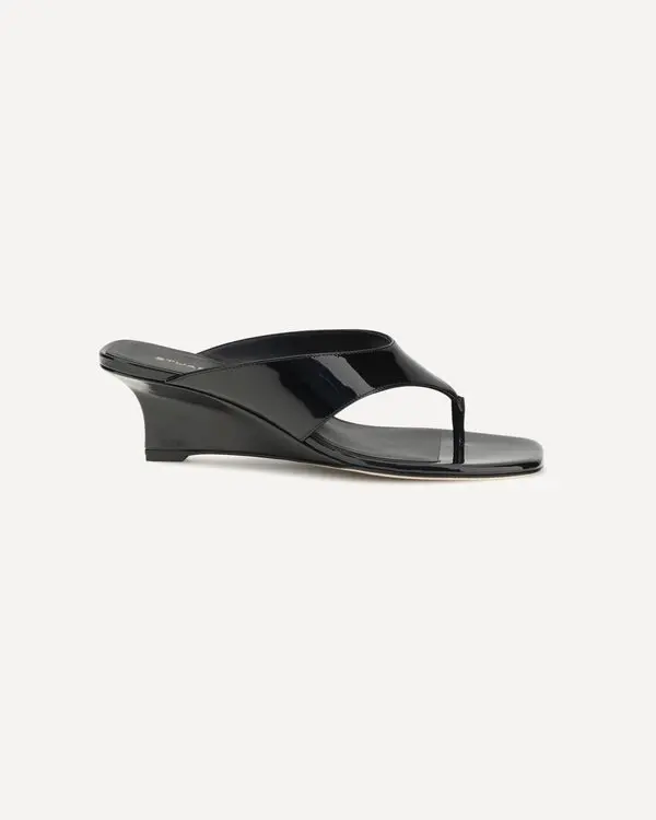 STUART WEITZMAN Vinnie Thong Wedge Sandals - Black