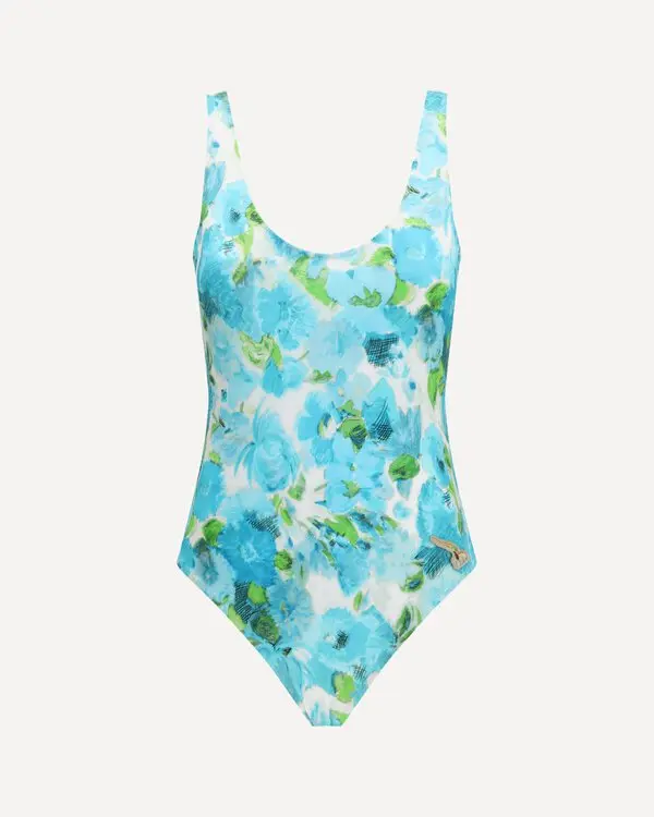Chloé Aquatic Flowers Print One-piece Swimsuit - Light Blue
