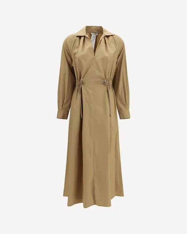 Max Mara Pedaggi Midi Dress In Cotton Poplin - Beige