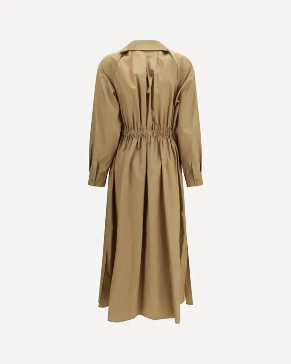 Max Mara Pedaggi Midi Dress In Cotton Poplin - Beige