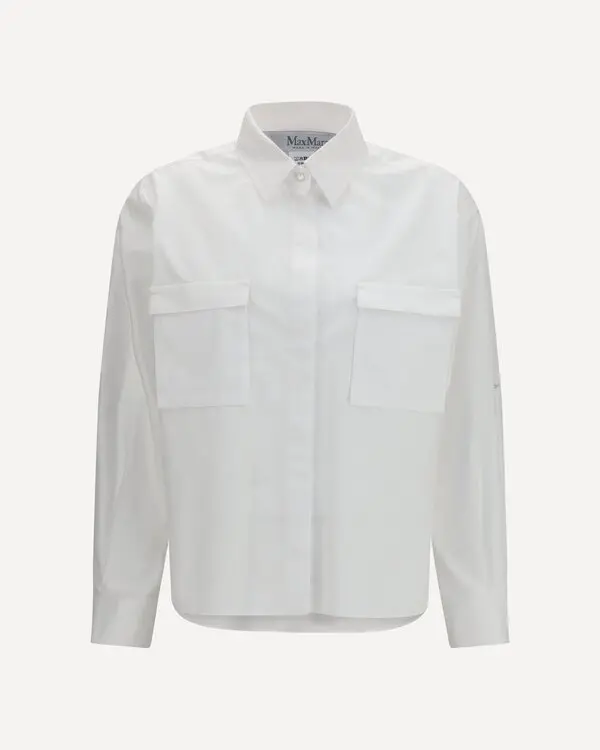 Max Mara Cotton Shirt With Classic Collar And Patch Pockets