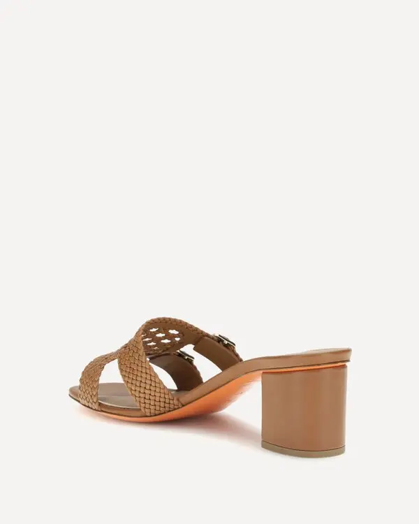 Santoni Woven Leather Double Buckle Sandals