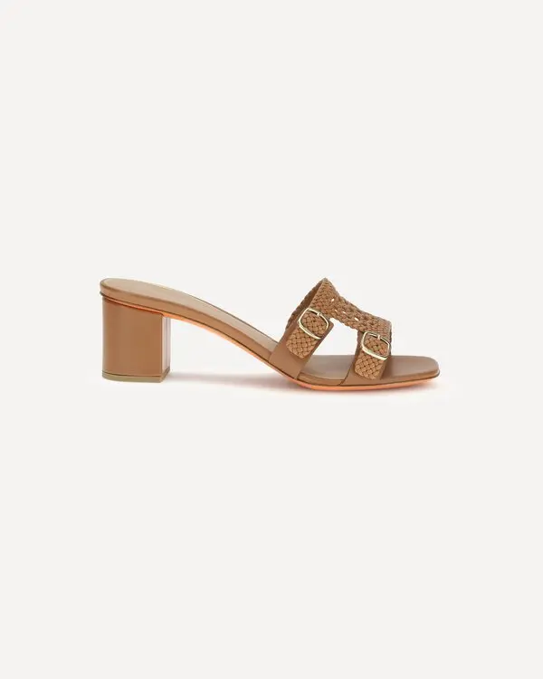 Santoni Woven Leather Double Buckle Sandals