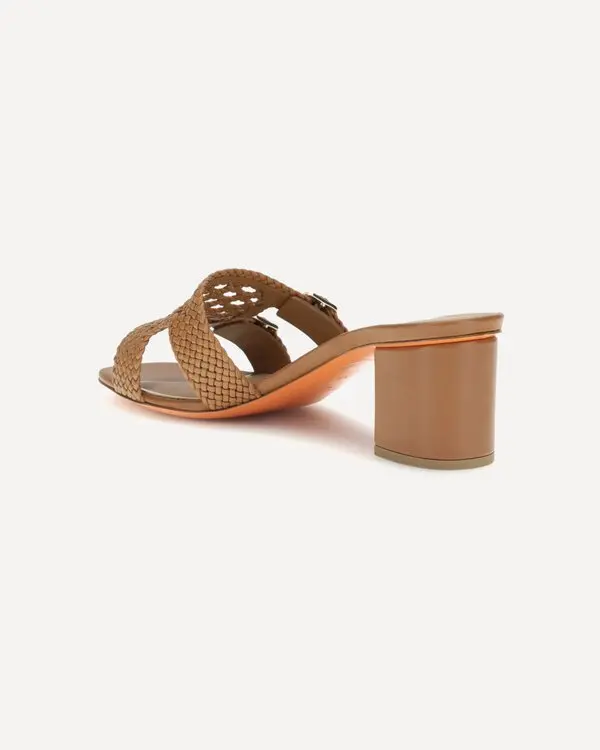 Santoni Woven Leather Double Buckle Sandals