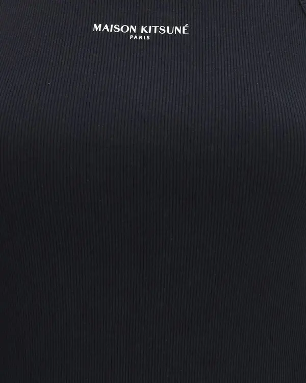 Maison Kitsuné Ribbed Cotton Tank Top With Logo Print