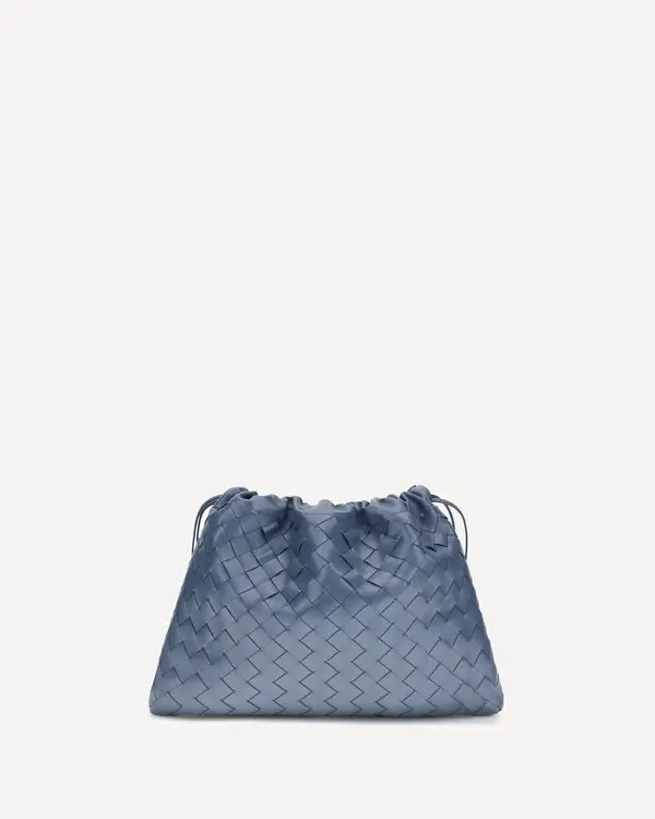 Bottega Veneta Medium Pouch Bag In Intrecciato Leather - Blue