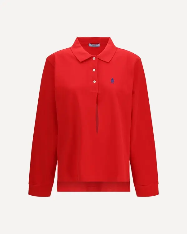 Prada Long-sleeve Cotton Piqué Polo