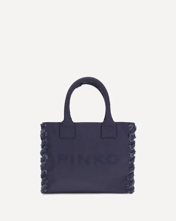 Pinko Canvas Tote Bag With Embroidered Logo - Blue