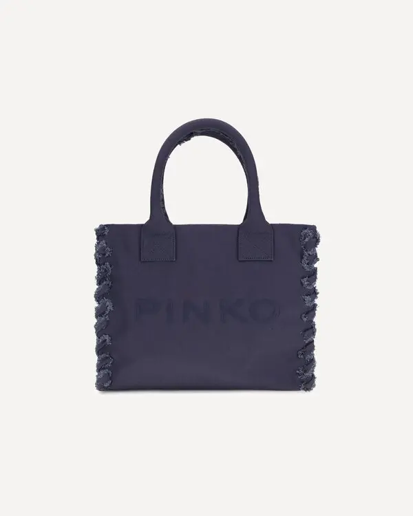 Pinko Canvas Tote Bag With Embroidered Logo - Blue