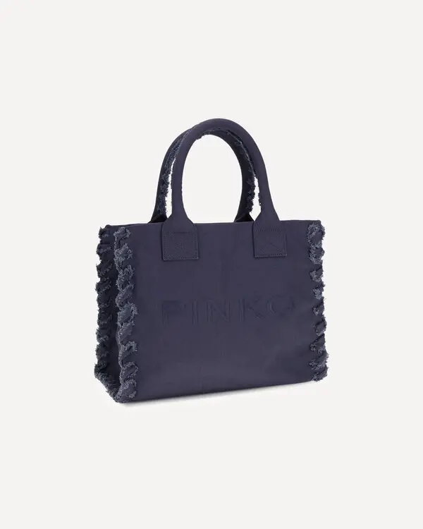 Pinko Canvas Tote Bag With Embroidered Logo - Blue