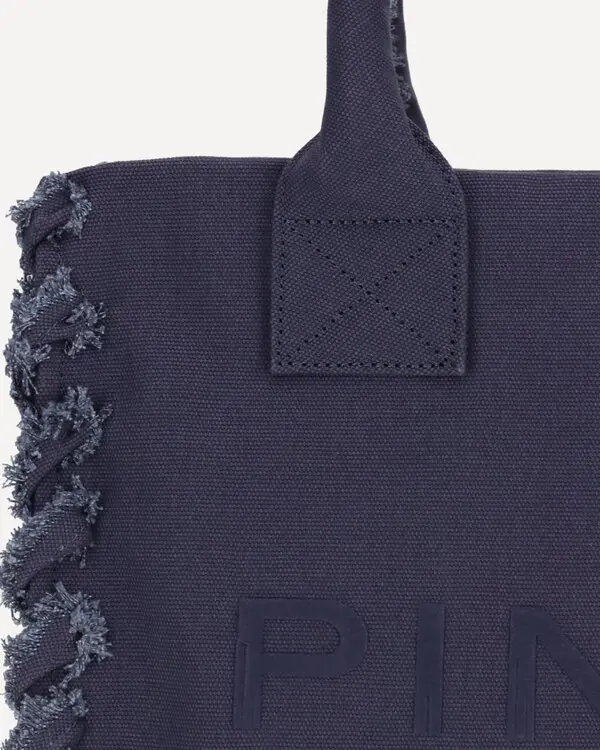 Pinko Canvas Tote Bag With Embroidered Logo - Blue