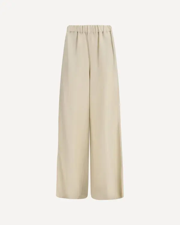 Max Mara Wide-leg Linen And Silk Blend Twill Pants