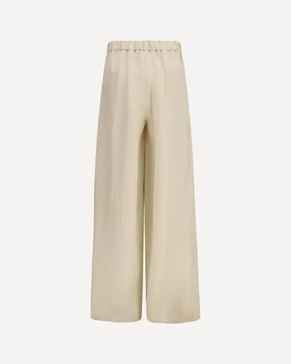 Max Mara Wide-leg Linen And Silk Blend Twill Pants