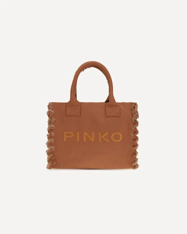 Pinko Canvas Tote Bag - Brown