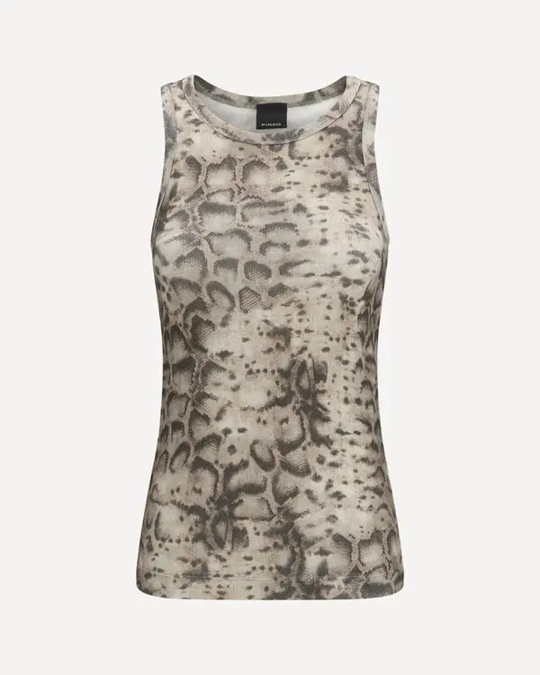 Pinko Snakeskin-print Ribbed Knit Tank Top