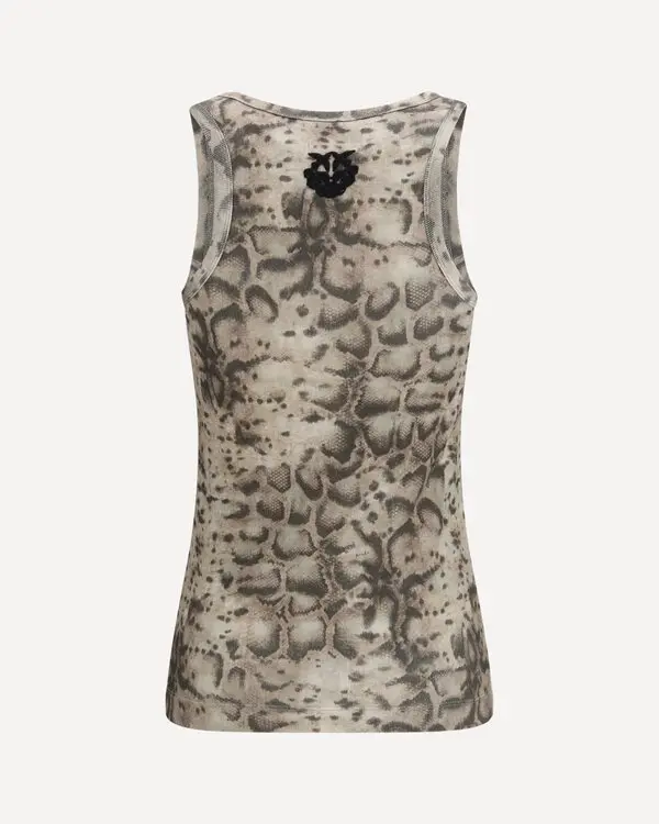Pinko Snakeskin-print Ribbed Knit Tank Top