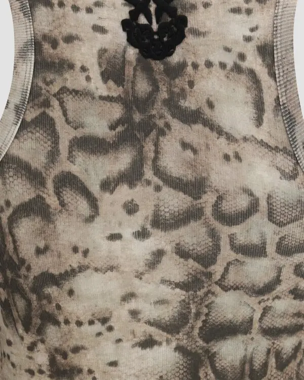 Pinko Snakeskin-print Ribbed Knit Tank Top