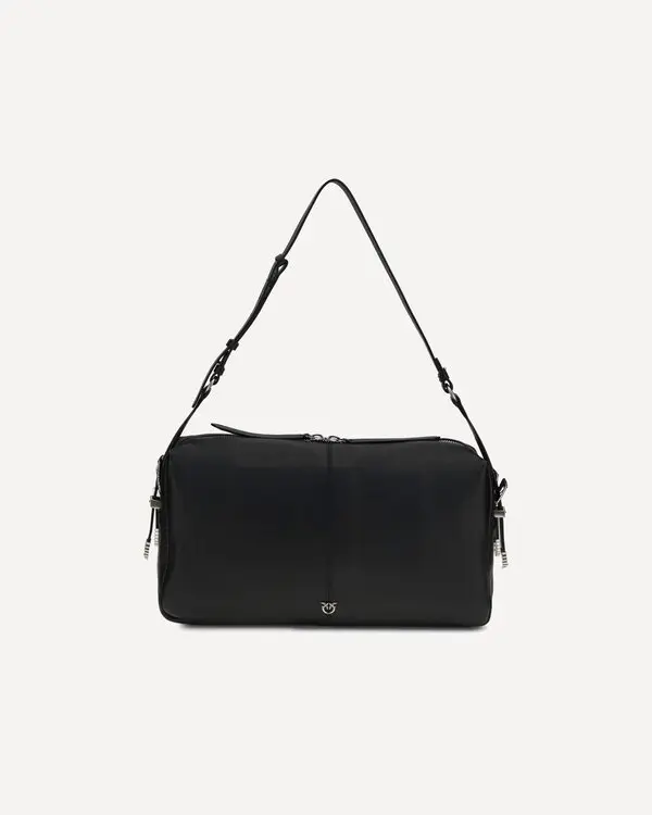 Pinko Large Keeper Shoulder Bag In Biker Leather