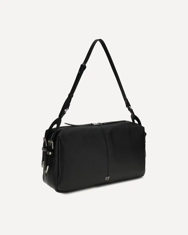 Pinko Large Keeper Shoulder Bag In Biker Leather