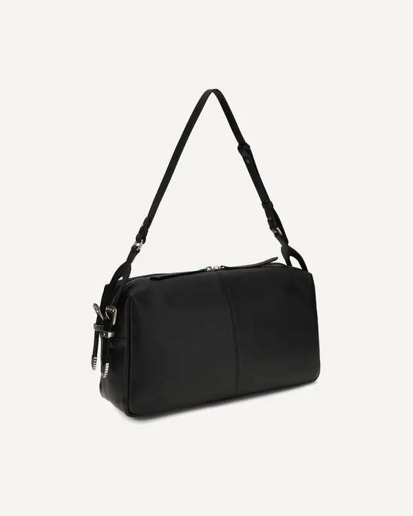 Pinko Large Keeper Shoulder Bag In Biker Leather