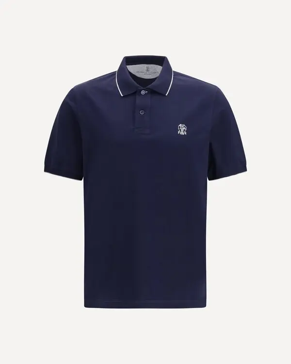 Brunello Cucinelli Polo In Cotton Jerey With Hort Leeve - Blue