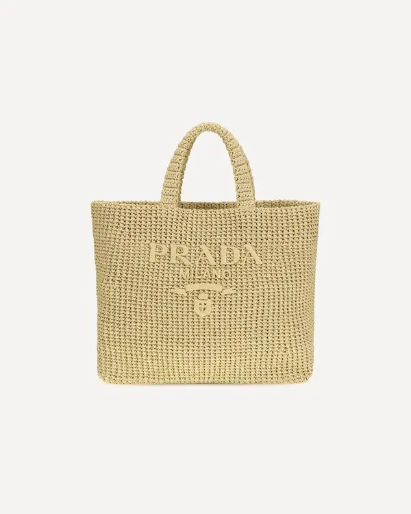 Prada Raffia Tote Bag - Beige