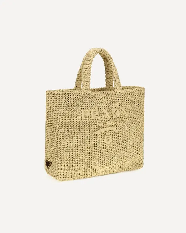Prada Raffia Tote Bag - Beige