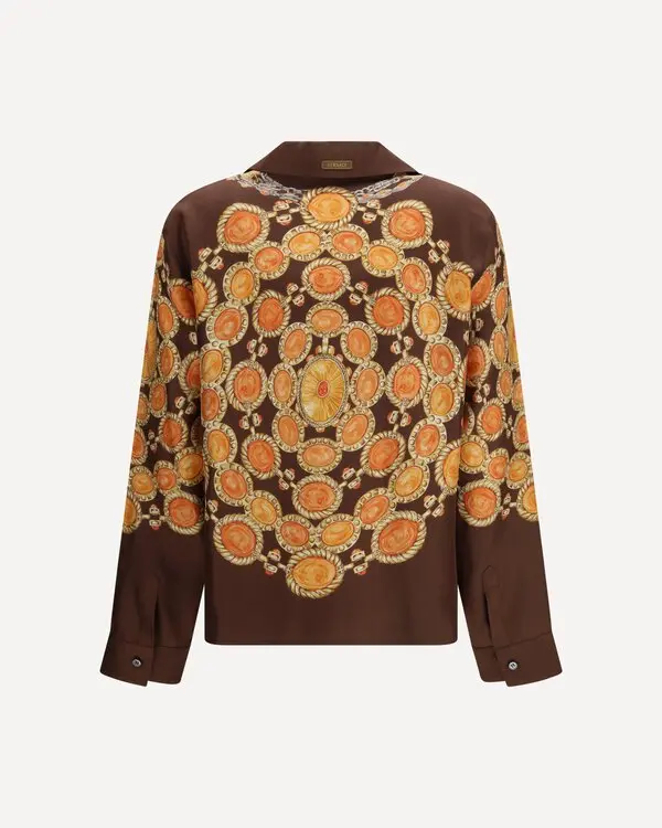 Versace Chain Print Button-down Shirt - Brown