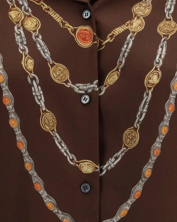 Versace Chain Print Button-down Shirt - Brown
