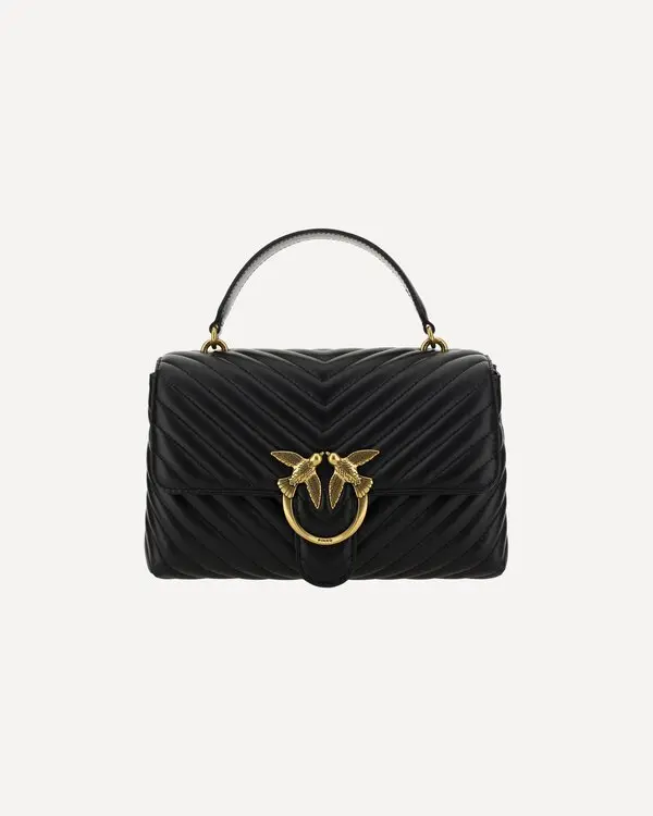Pinko Love Lady Quilted Leather Handbag - Black