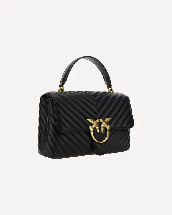 Pinko Love Lady Quilted Leather Handbag - Black