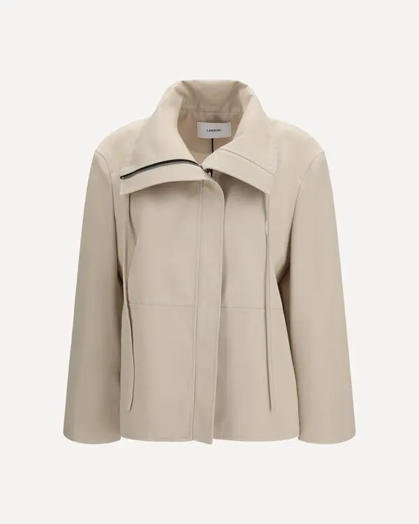 LARDINI High-collar Zip-up Jacket