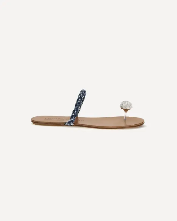 PEDRO GARCIA Jeweled Denim Thong Sandals