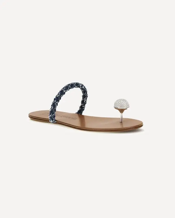 PEDRO GARCIA Jeweled Denim Thong Sandals