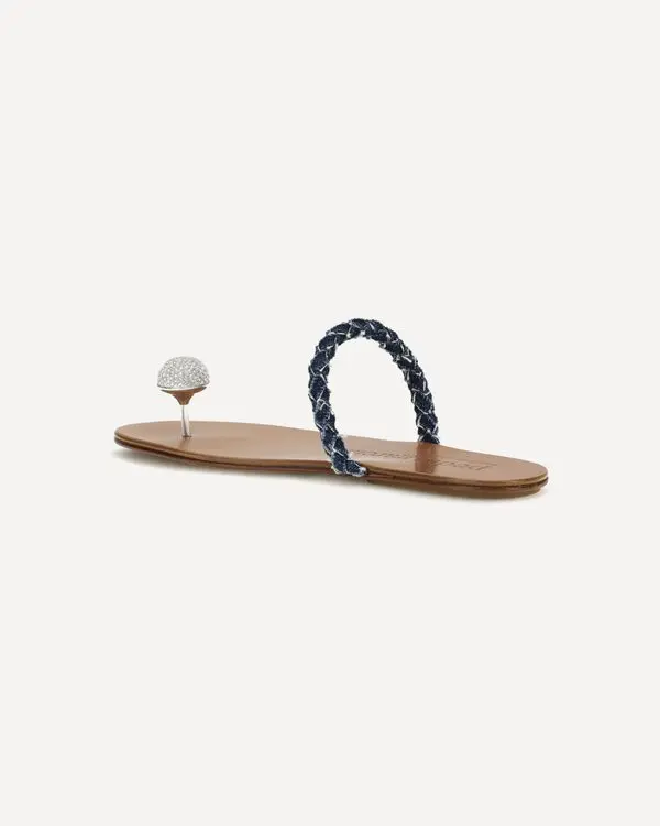 PEDRO GARCIA Jeweled Denim Thong Sandals