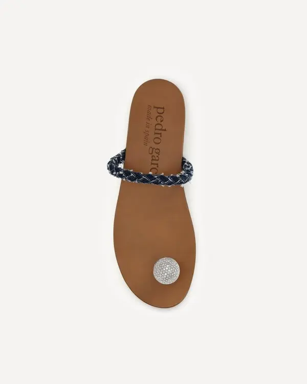 PEDRO GARCIA Jeweled Denim Thong Sandals
