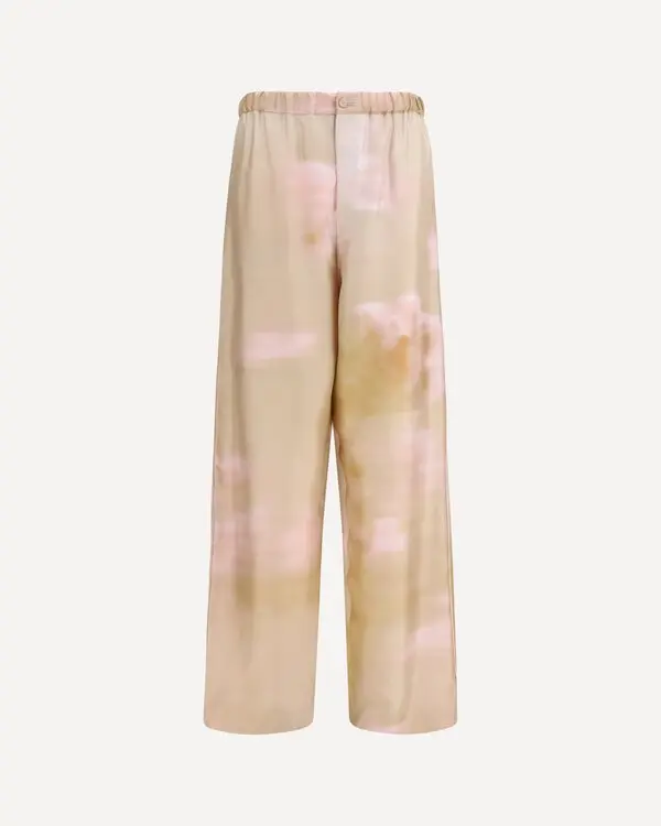 Fabiana Filippi Printed Silk Twill Wide Leg Pants