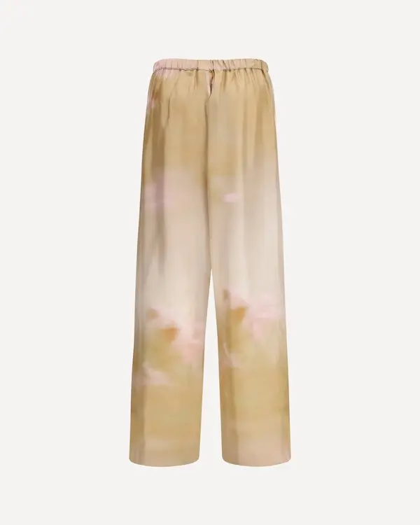 Fabiana Filippi Printed Silk Twill Wide Leg Pants
