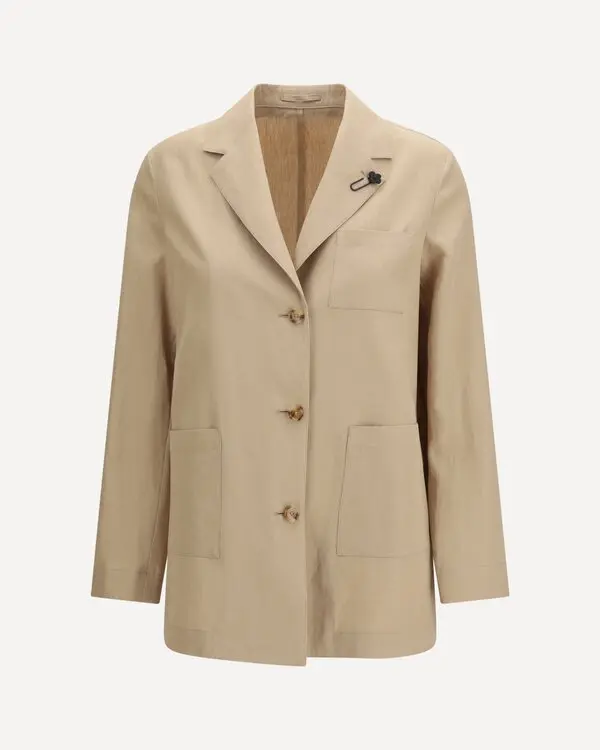 LARDINI Single-breasted Wool And Cotton Jacket With Notch Lapel