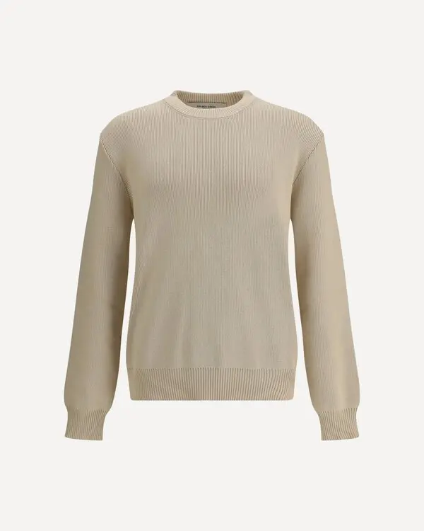 GOLDEN GOOSE Ribbed-knit Crewneck Sweater - Beige