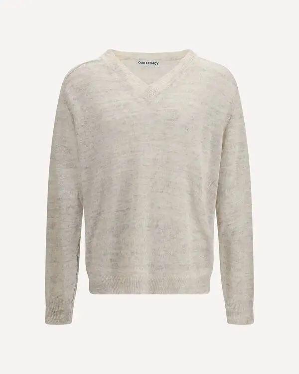Our Legacy Rue V-neck Soft Cyclone Linen Sweater - Beige