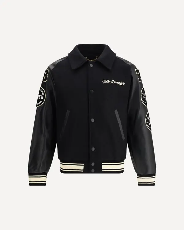 GOLDEN GOOSE Wool Bomber Jacket With Leather Sleeves
