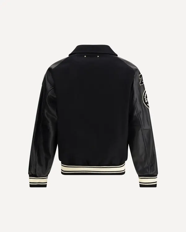 GOLDEN GOOSE Wool Bomber Jacket With Leather Sleeves