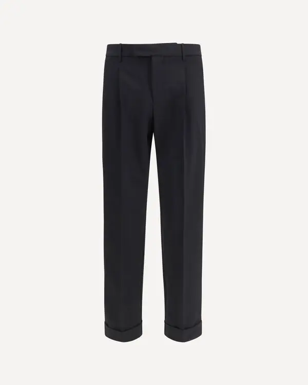 CRUNA Virgin Wool Carrot Fit Single Pleat Pants - Black