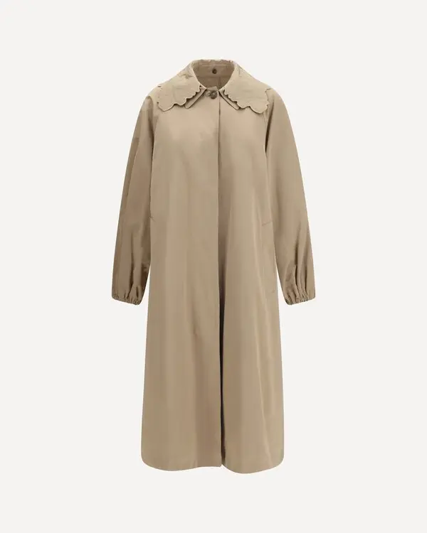 Fabiana Filippi Long Ottoman Trench Coat With Embroidered Collar