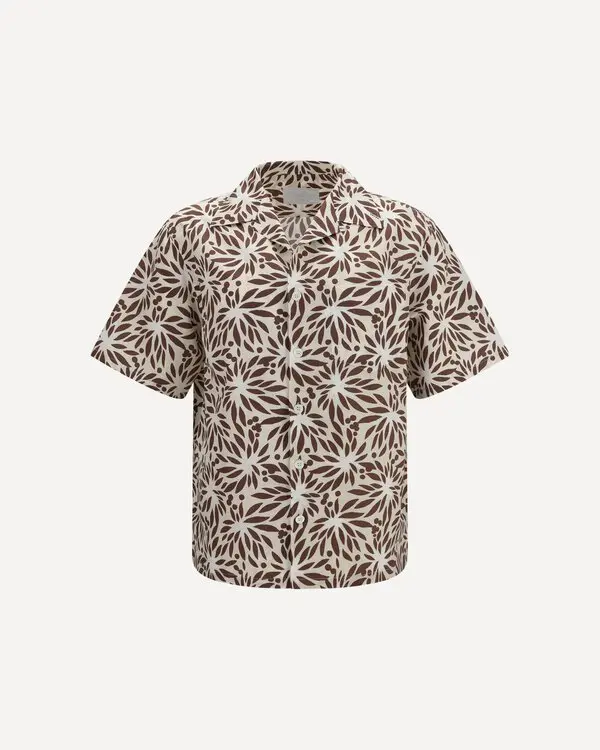 Prada Printed Cotton Bowling Shirt - Brown