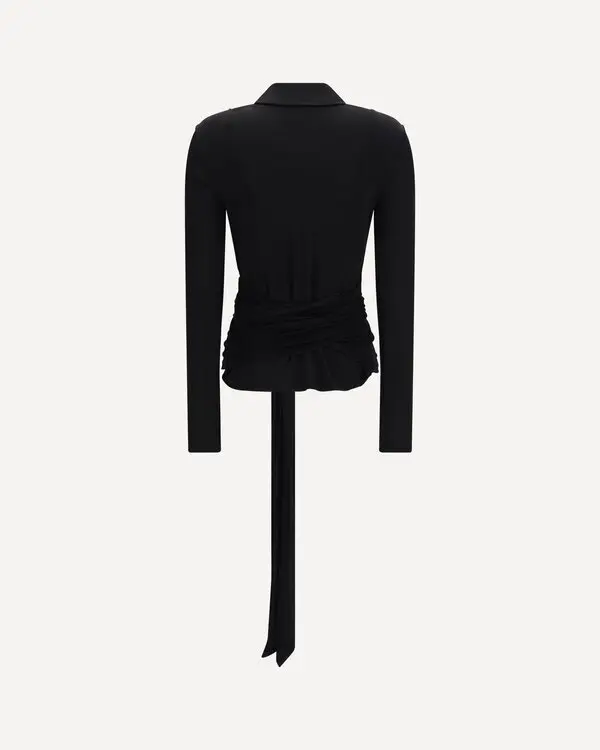 GANNI Marl Mesh Shirt With Knot Detailing