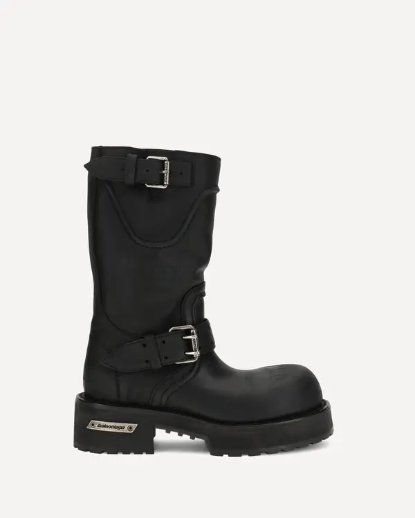 Balenciaga Venom Boots With Belt Detailing And Embossed Logo - Black